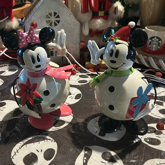 Disney | Holiday | Rare Hard To Find Mickey And Minnie Mouse Snowman ...